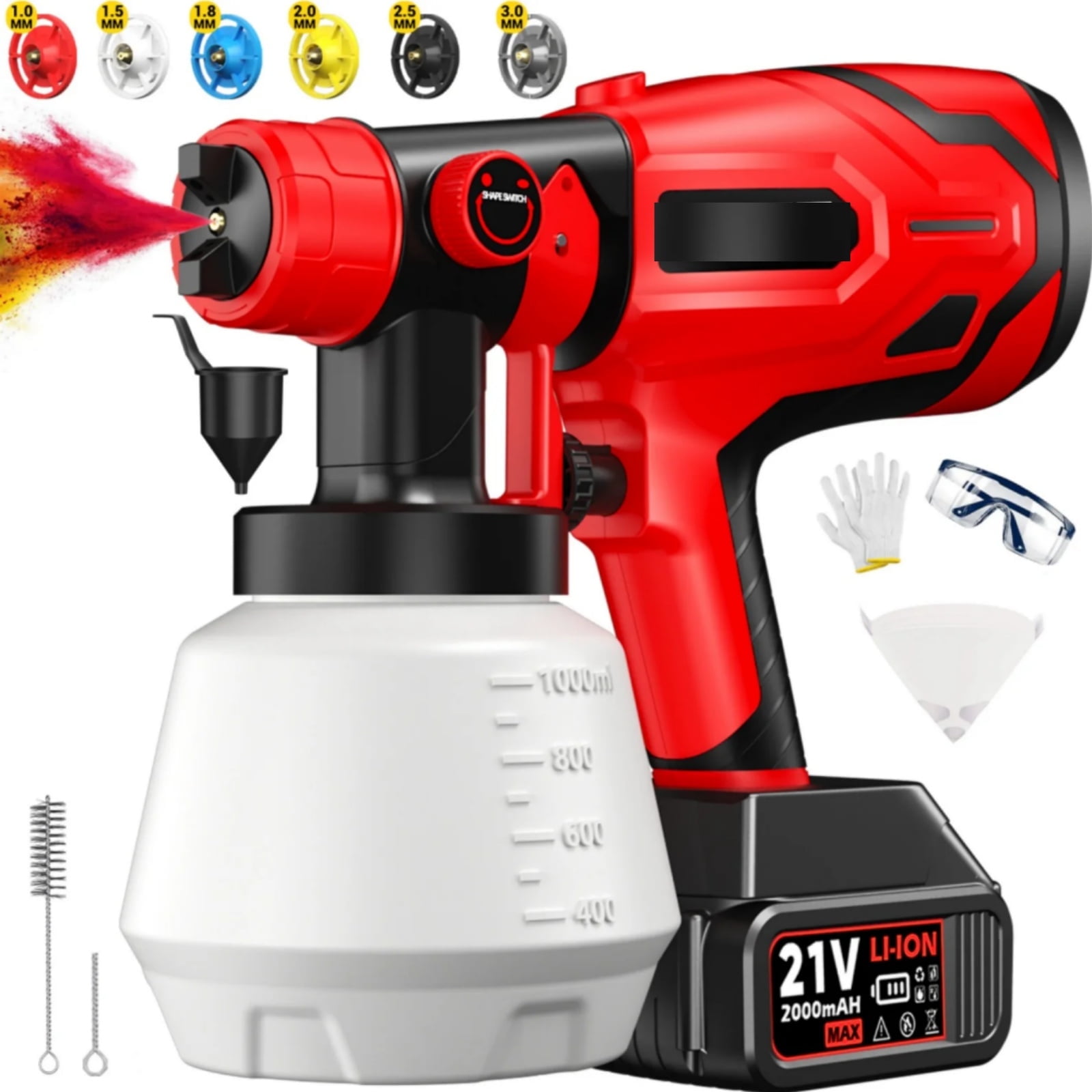 Rvchic Cordless HVLP High Power Electric Spray Paint Gun with 1000ml ...