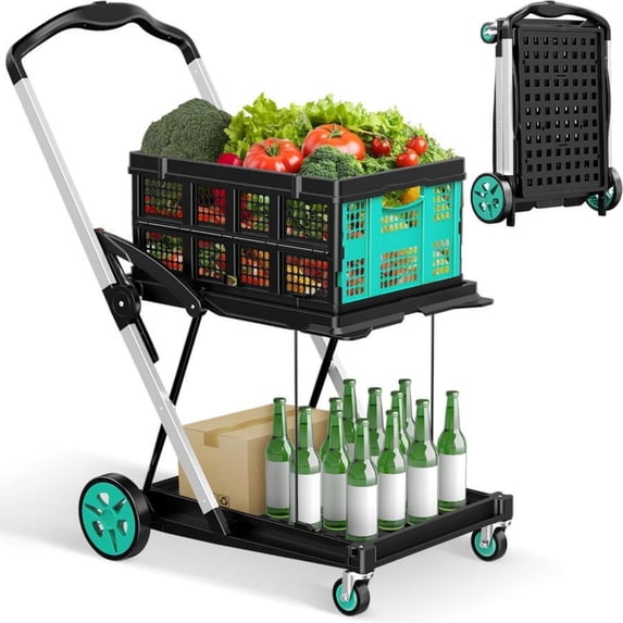 Rvchic Functional Collapsible Carts with Storage Crate,8-in-1 Mobile ...