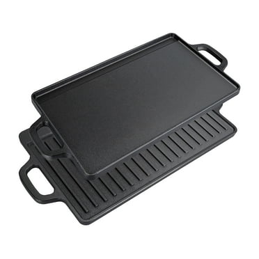 KFFKFF Reversible Grill/Griddle, 17''x10'' Pre-Seasoned Cast Iron ...