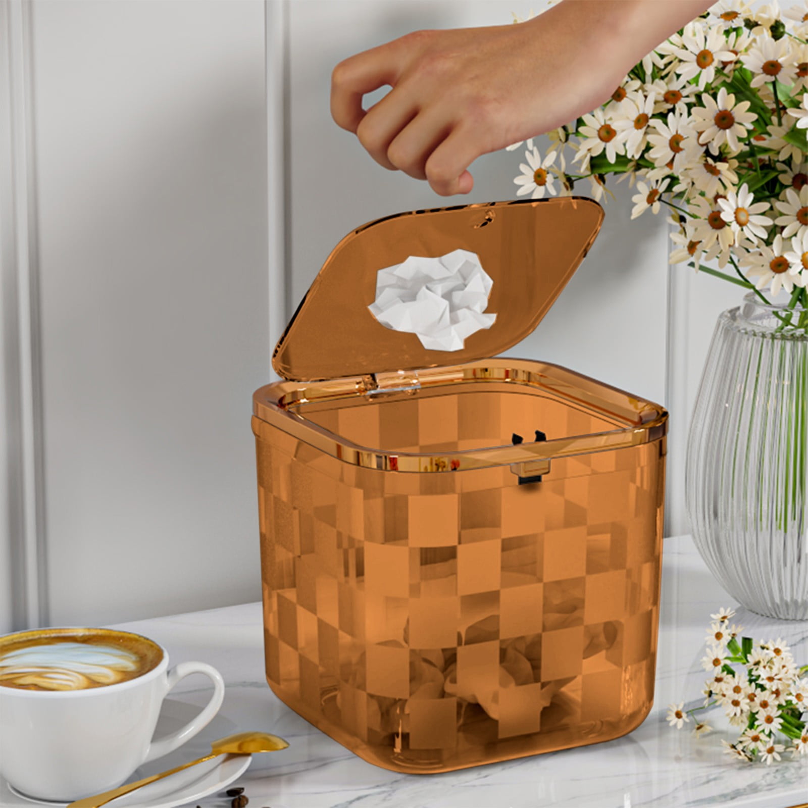 Rvkxad Desktop Trash Can, Small Cute Bedroom Trash Bin, High-Value ...
