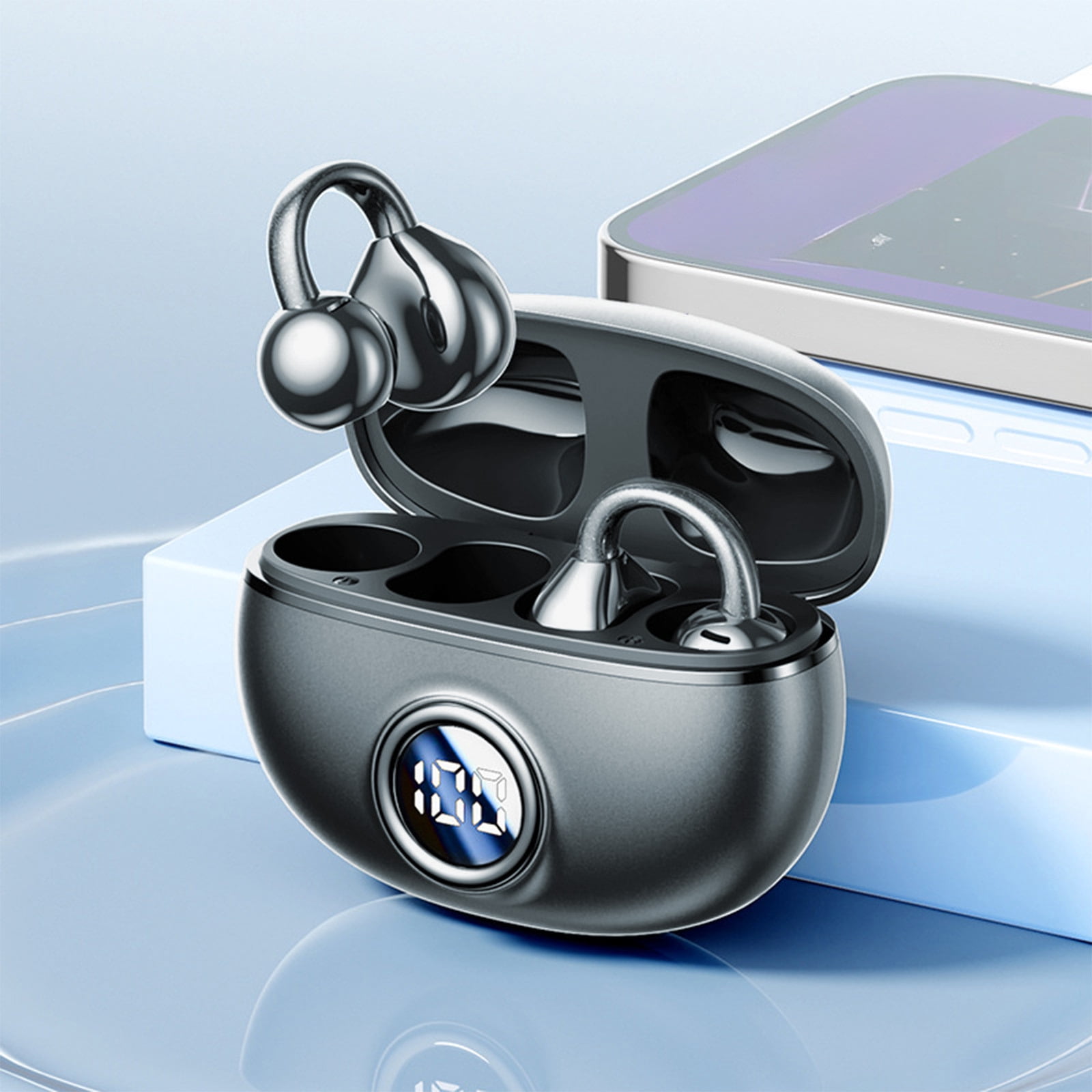 Rvkxad Earclip Bluetooth 5.4 Open-Ear Headphones, Low Latency Clip-On ...