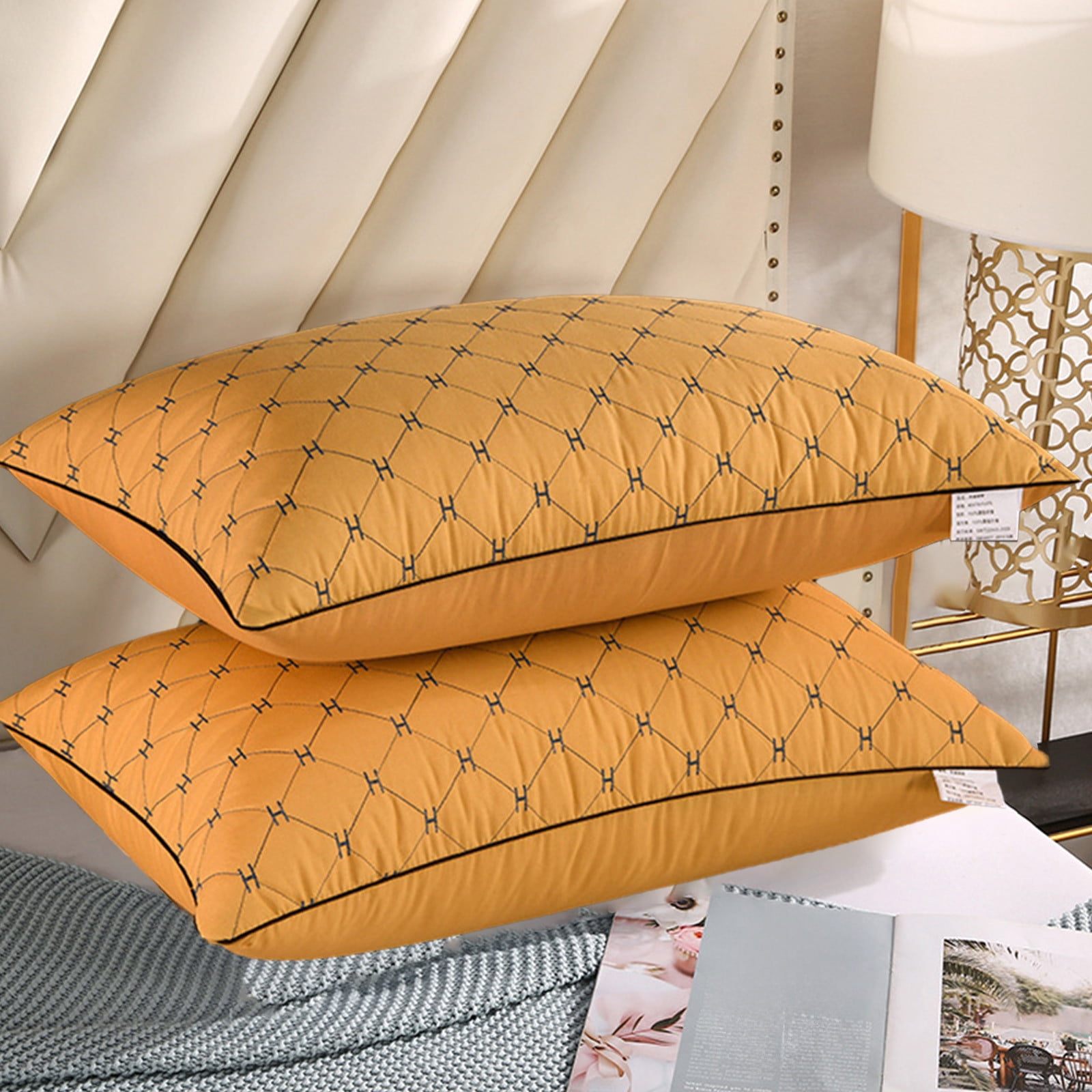 Rvkxad Headrest Pillow, Quilted Embroidery Solid Color Brushed Fabric ...