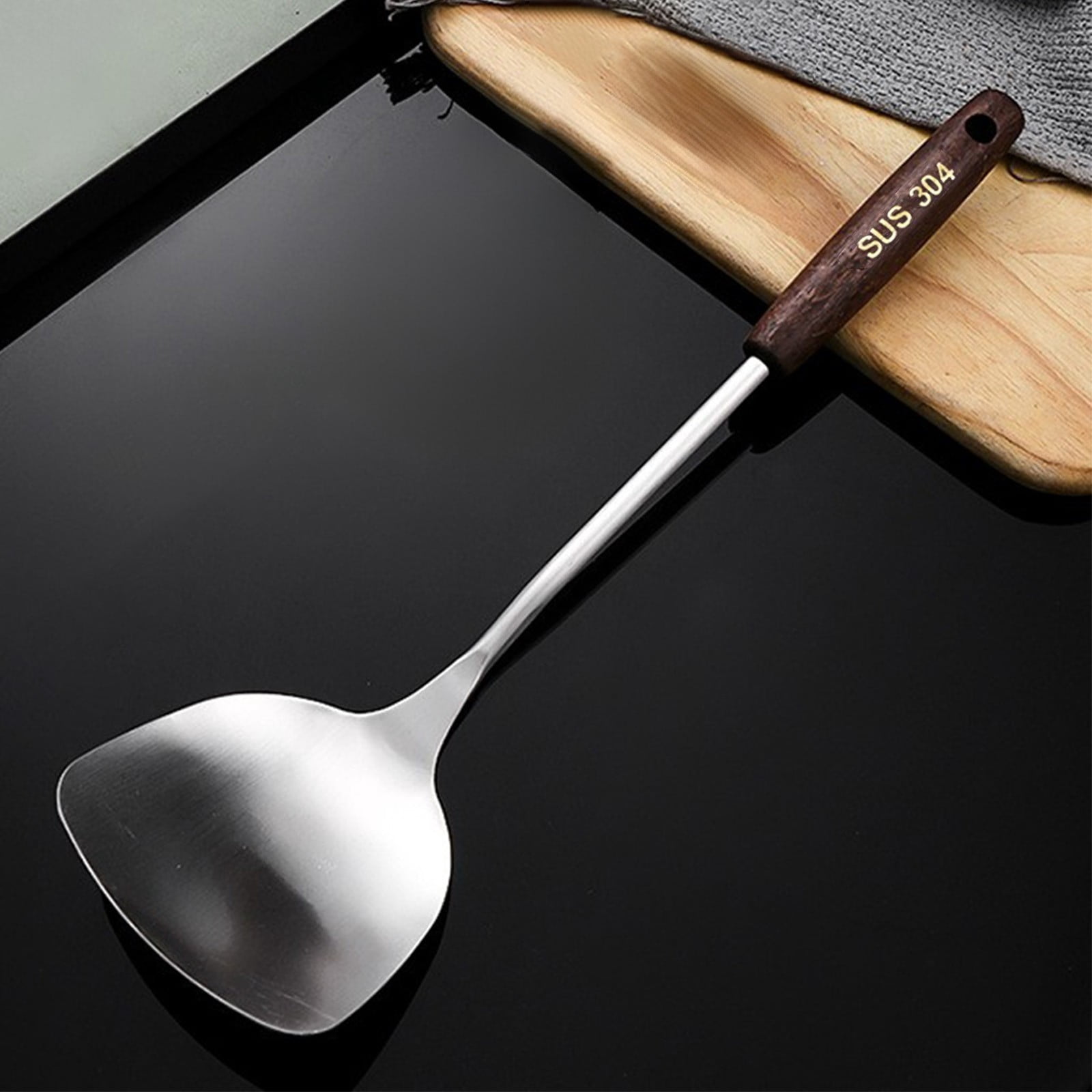 Rvkxad Stainless Steel Spatula with Wooden Handle, Long Metal Turner ...