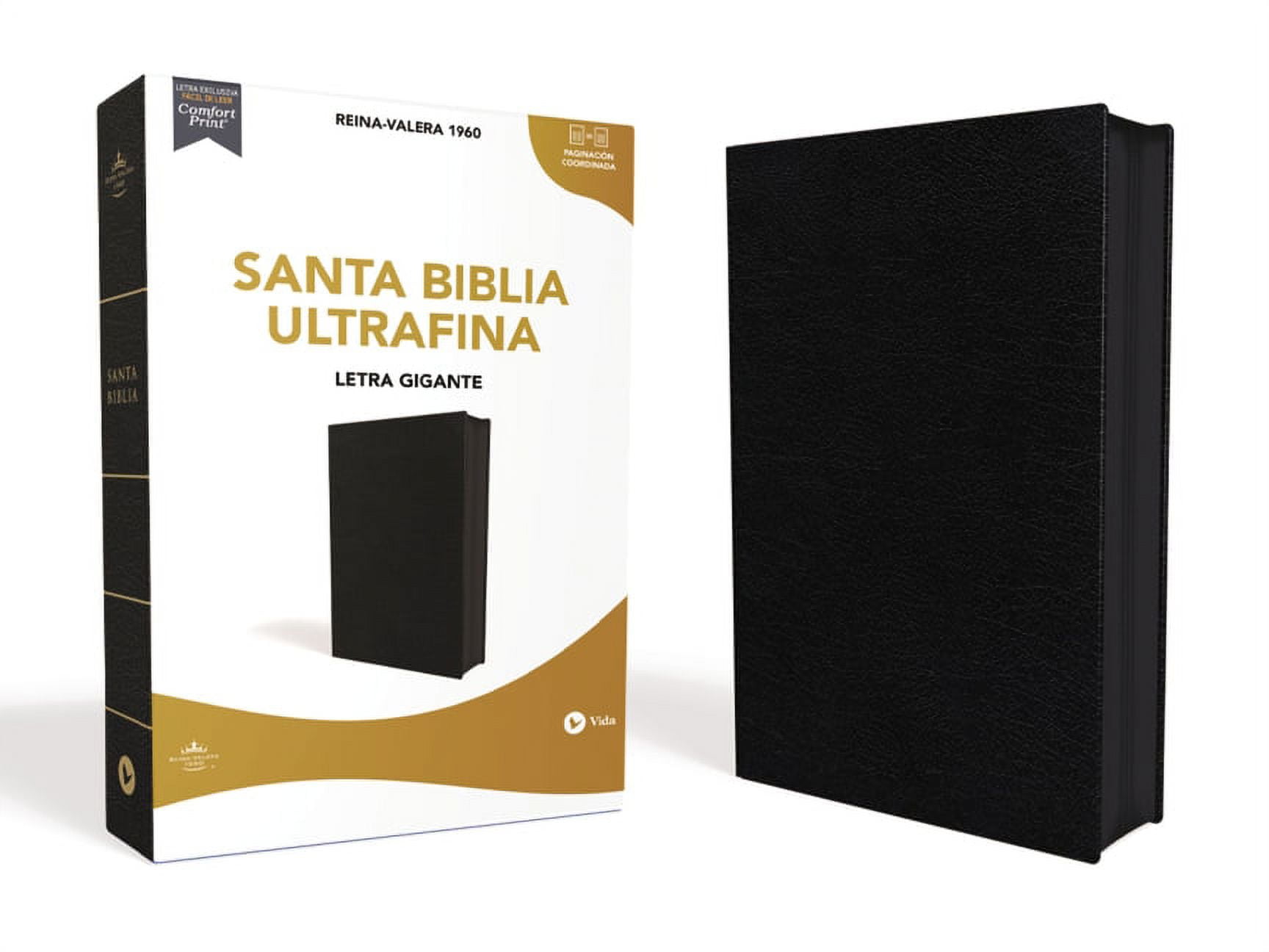 Rvr60, Santa Biblia, Ultrafina, Letra Gigante, Piel Fabricada, Negro, Con Cierre, Palabras de ...