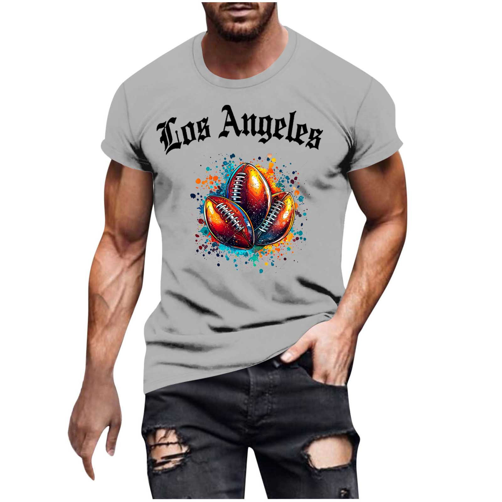 Rvwovn Men's American Football Graphic Tees Crew Neck Short Sleeve ...