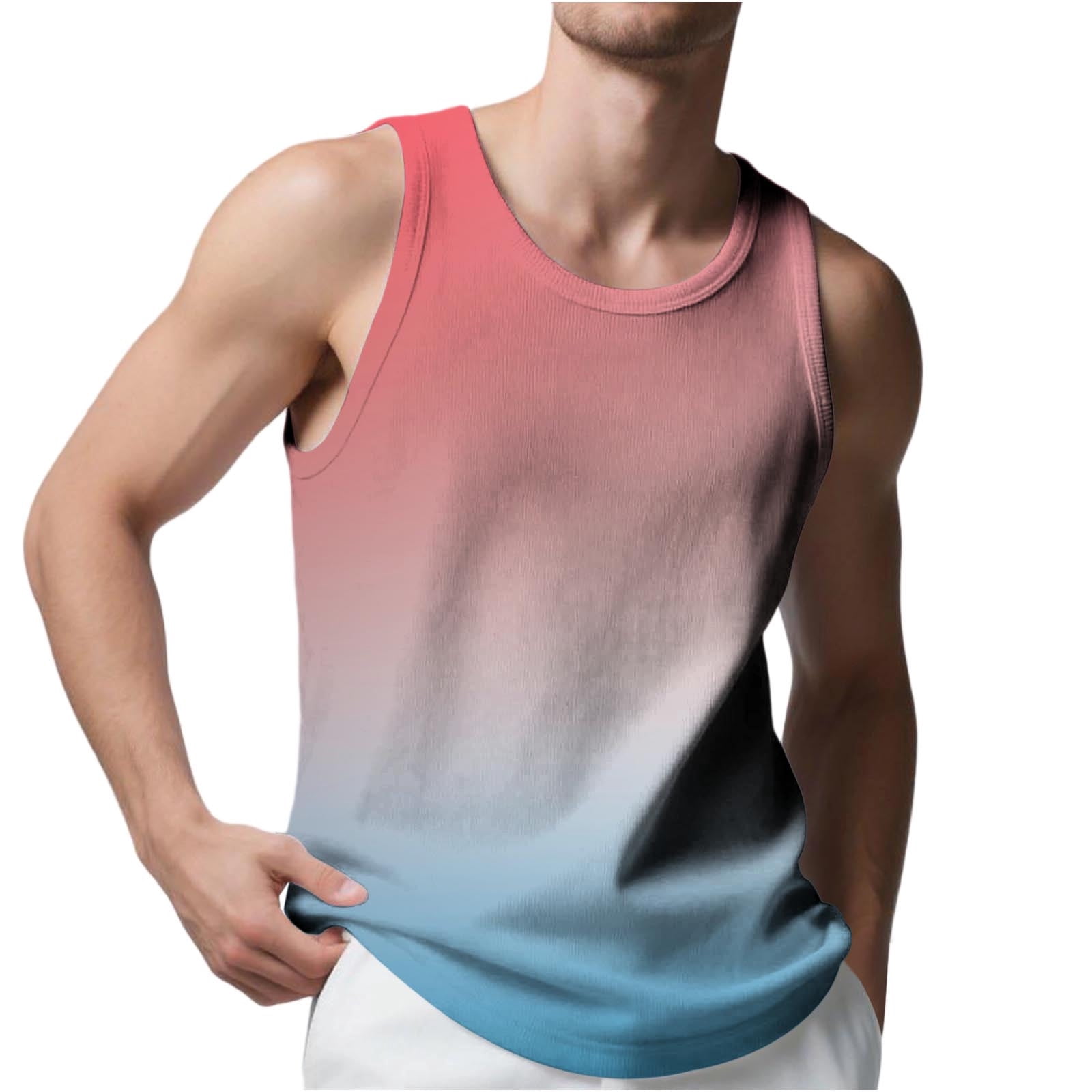 Rvwovn Men's Gradient Crewneck Tank Top - Gym Fitness Bodybuilding ...