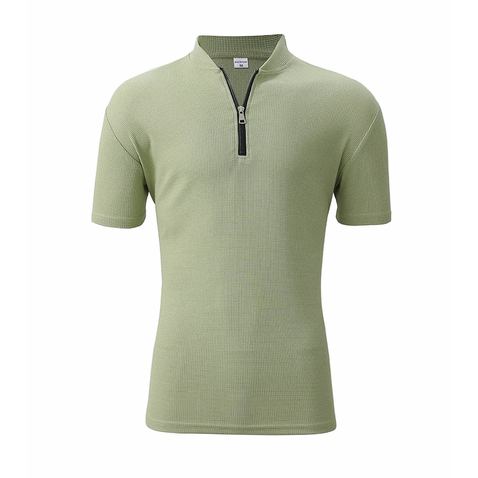 Rvwovn Men's Quarter-Zip Sweater, Short Sleeve Waffle Textured Knit ...