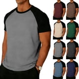 Rvwovn Men's Raglan Short Sleeve T-Shirt - Color Block Regular Fit ...