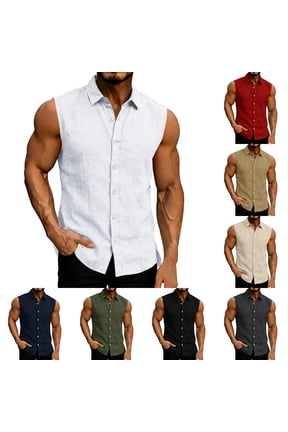 Sleeveless Collared Shirt Men