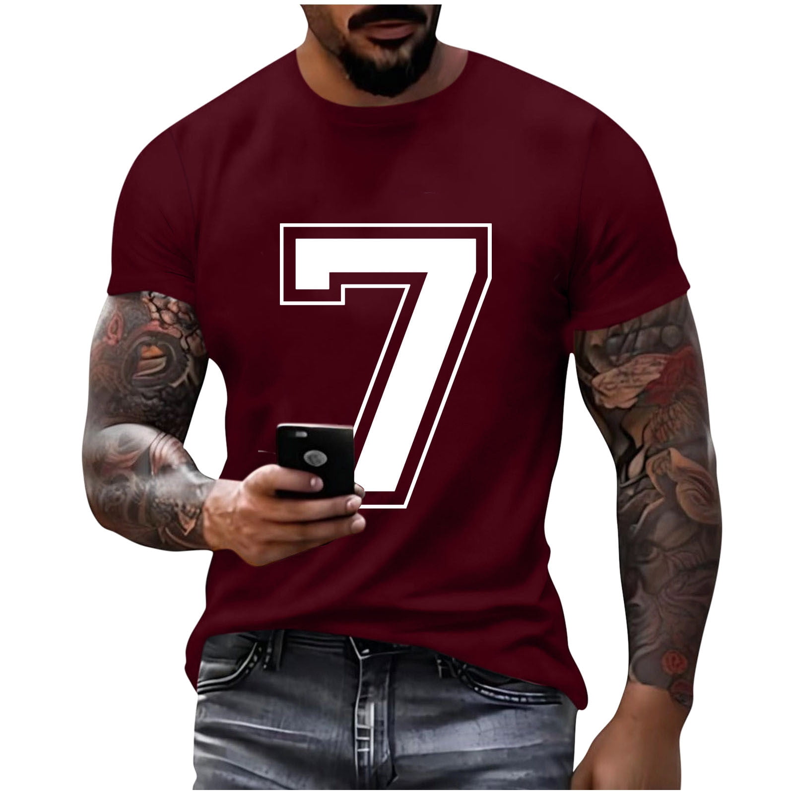 Rvwovn Mens & Womens Number 6/7 T-Shirt, Short Sleeve Crewneck Tees ...