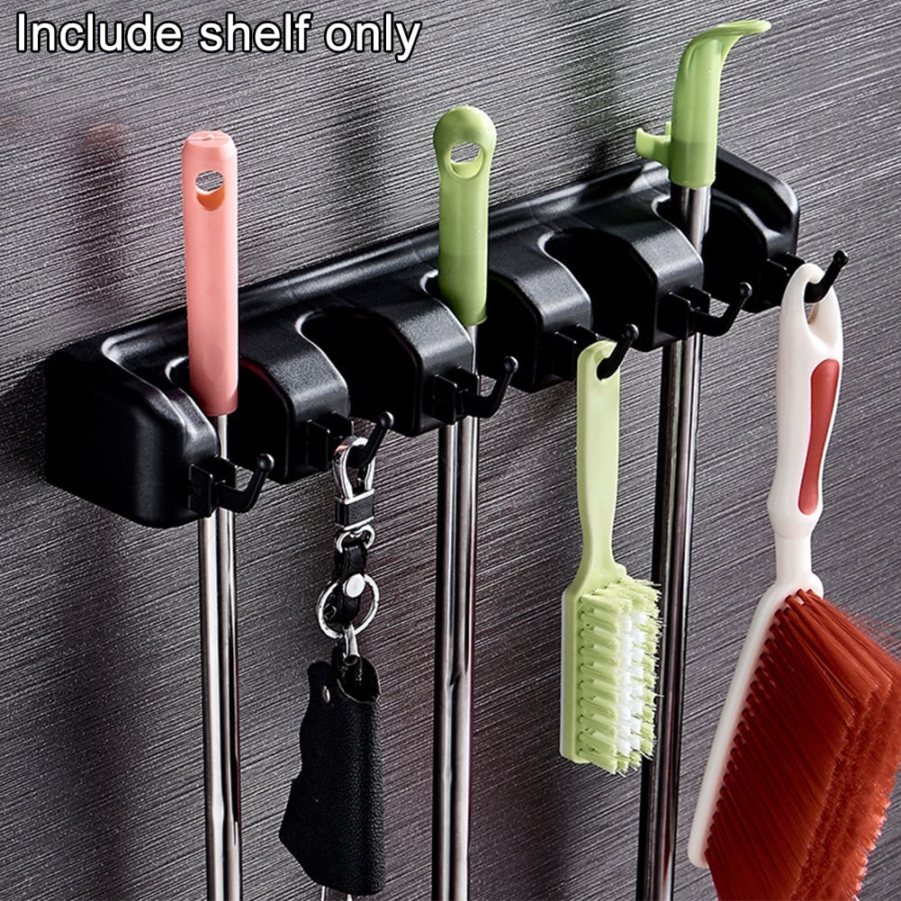 Rvxlrdn 5-Position Wall Mount Mop Holder Hardware Hooks, PP Plastic ...