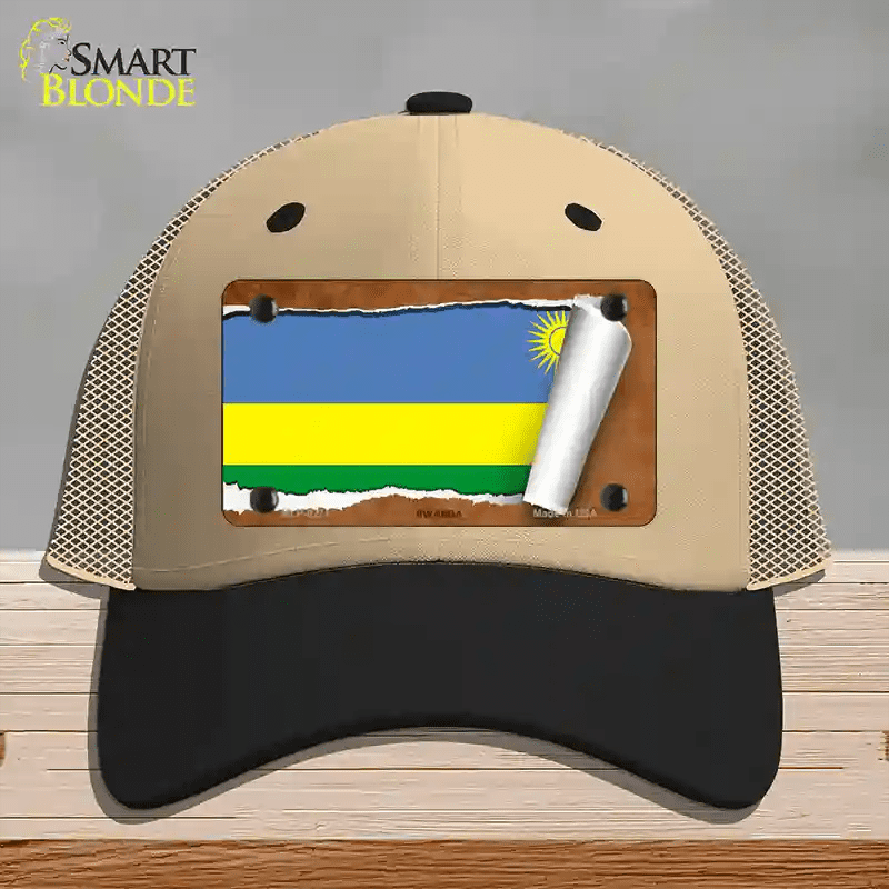 Rwanda Flag Scroll Novelty License Plate Hat Mesh Khaki|Black - Walmart.com