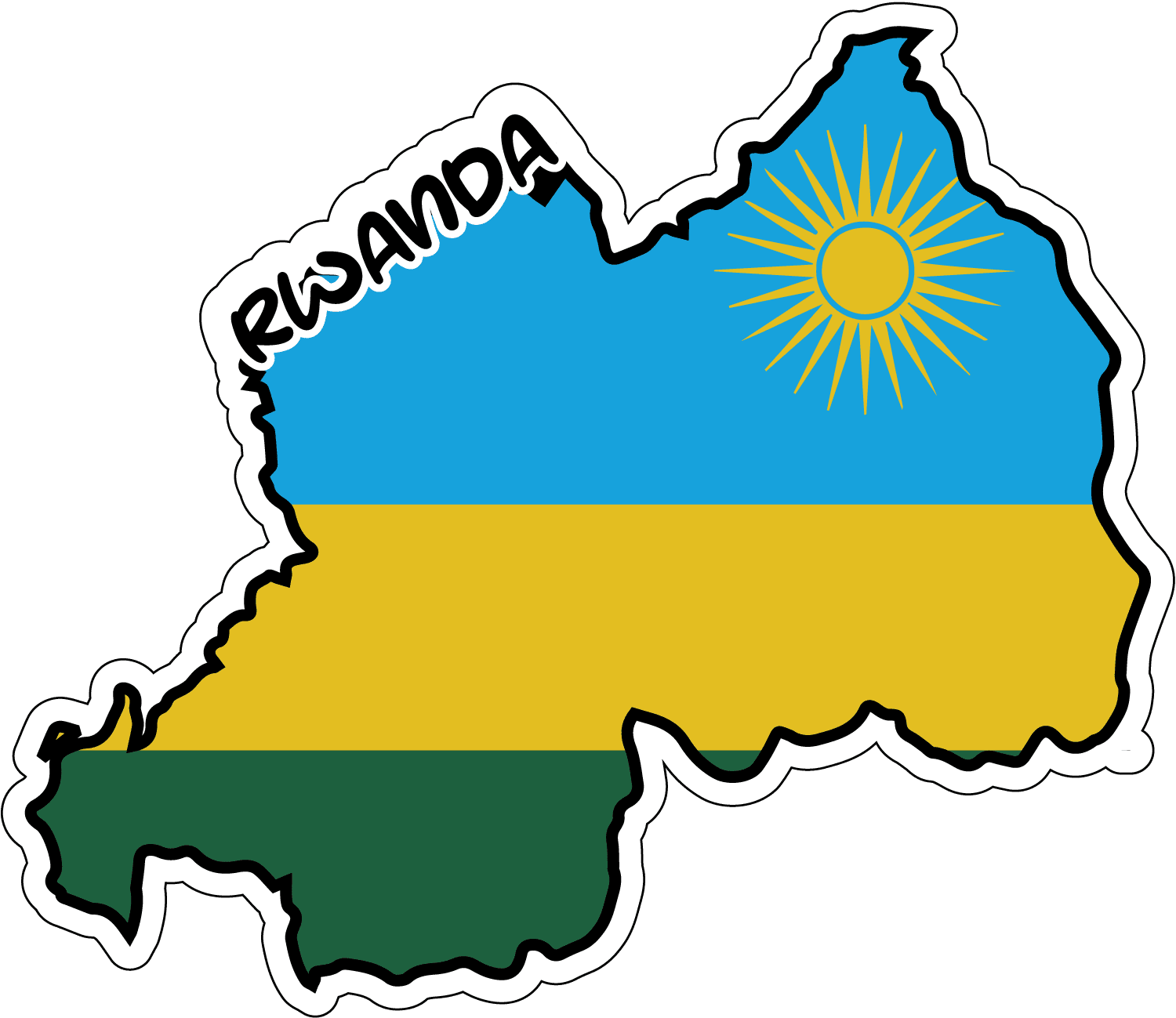Rwanda Map Flag Sticker Decal 4 Inches - 4 inch - Walmart.com