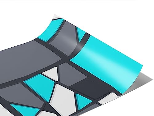 Rwraps Blue Mosaic Dark Cyan Matte Vinyl Film Wrap 59in x 11ft Vinyl ...
