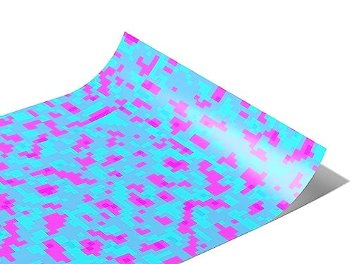 Rwraps Blue Pixel Fluorescent Explosion Matte Vinyl Film Wrap 59in x ...
