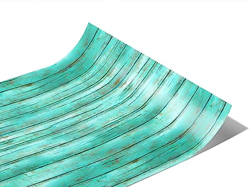 Rwraps Blue Wood Plank Aquamarine Gloss Vinyl Film Wrap 59in x 3ft ...