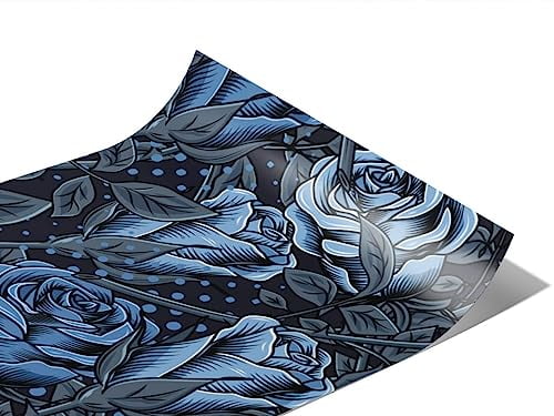 Rwraps Classic Floral Blue Rose Matte Vinyl Film Wrap 59in x 8ft Vinyl ...