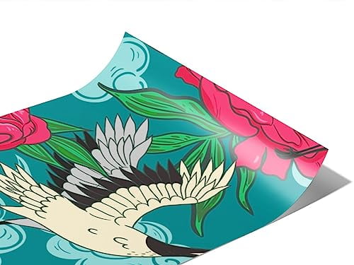 Rwraps Cranes Birds Teal Flight Matte Vinyl Film Wrap 59in x 2ft Vinyl ...