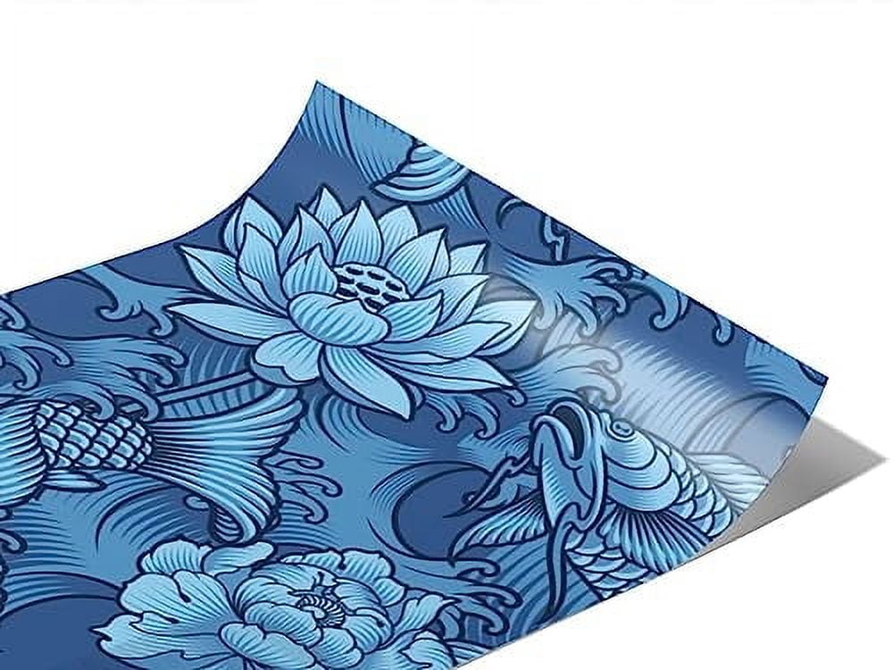 Rwraps Fish Blue Koi Gloss Vinyl Film Wrap 59in x 8ft Vinyl Vehicle Car ...