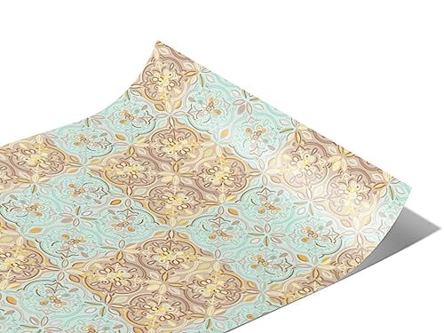 Rwraps Floral Tile Blue Poppy Gloss Vinyl Film Wrap 59in x 10ft Vinyl ...