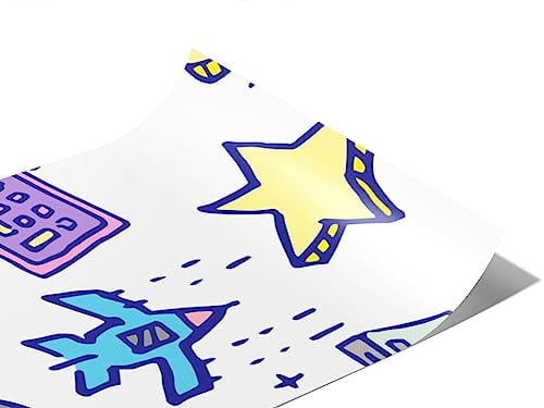 Rwraps Gaming Retro Doodles Gloss Vinyl Film Wrap 59in x 18ft Vinyl ...