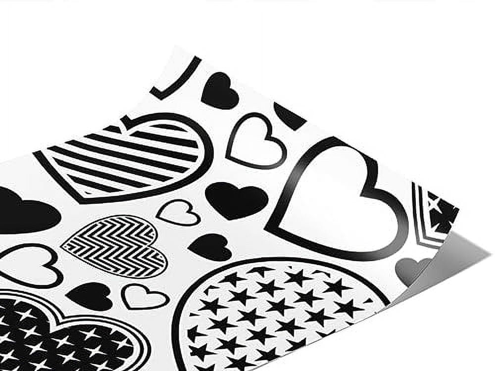 Rwraps Monochrome Heart Hearts Bursting Gloss Vinyl Film Wrap 59in x ...