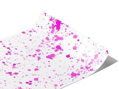 Rwraps Paint Splatter Pink Spill Gloss Vinyl Film Wrap 59in x 1ft Vinyl ...