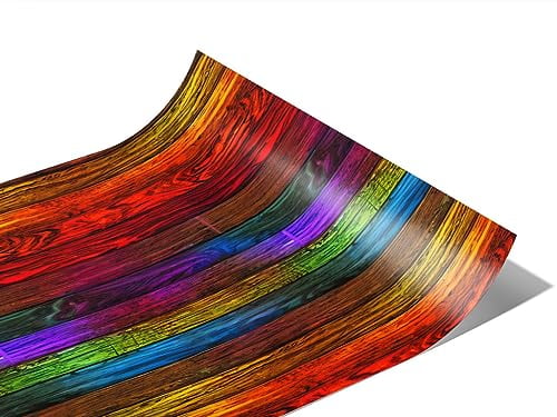 Rwraps Rainbow Wood Plank Soft Stain Matte Vinyl Film Wrap 59in x 2ft ...