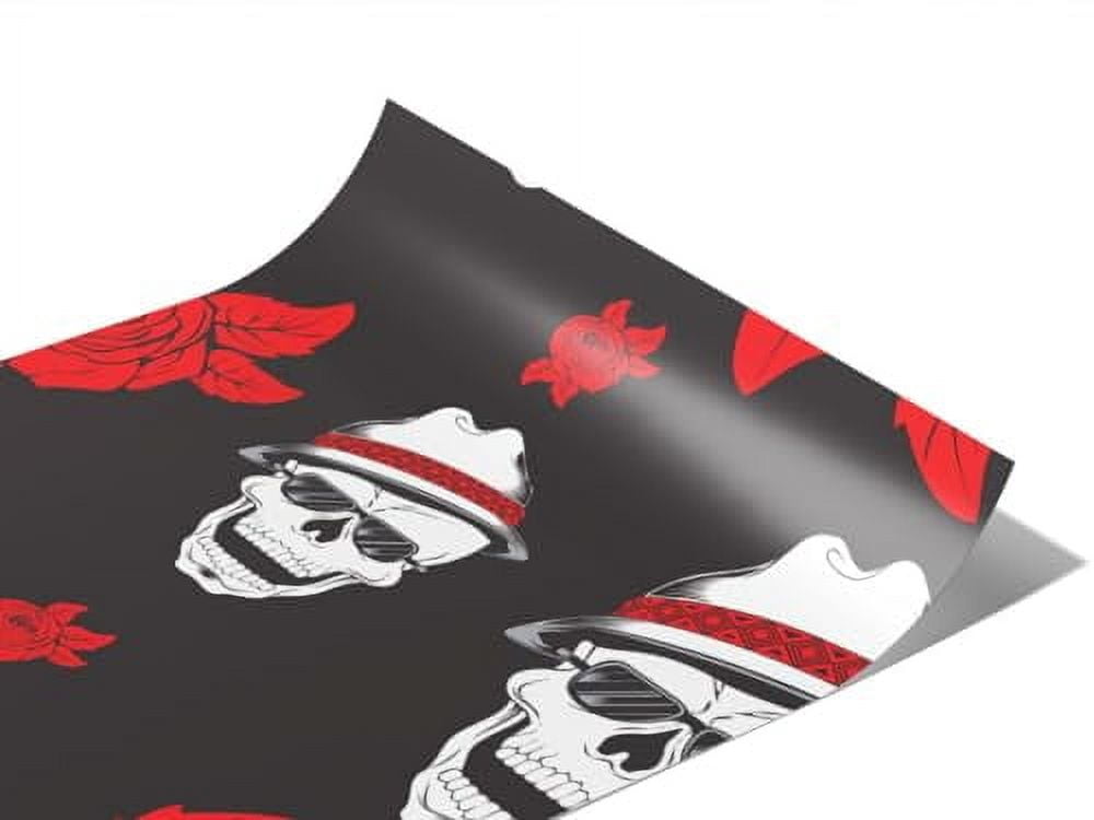 Rwraps Skull and Bones Fedora Skull Gloss Vinyl Film Wrap 59in x 25ft ...