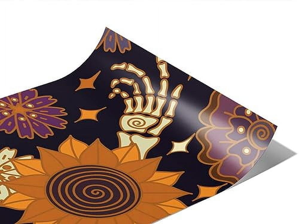 Rwraps Skull and Bones Floral Fingers Matte Vinyl Film Wrap 59in x 12ft ...
