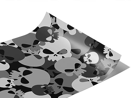 Rwraps Skull and Bones Gray Calvaria Gloss Vinyl Film Wrap 59in x 21ft ...