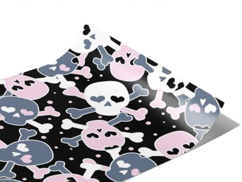 Rwraps Skull and Bones Heart Eyes Matte Vinyl Film Wrap 59in x 6ft ...