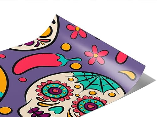 Rwraps Skull and Bones Painted Skulls Matte Vinyl Film Wrap 59in x 12ft ...