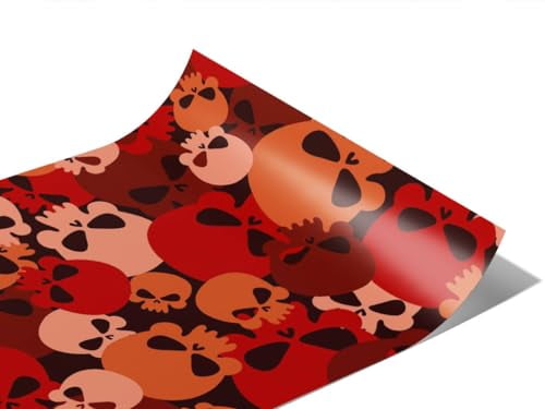 Rwraps Skull and Bones Red Calvaria Matte Vinyl Film Wrap 59in x 9ft ...