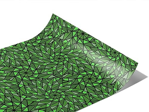 Rwraps Stained Glass Green Star Gloss Vinyl Film Wrap 59in x 19ft Vinyl ...