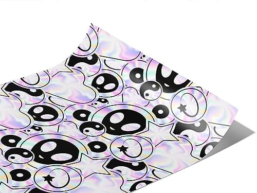 Rwraps Sticker Bomb Holographic Aliens Gloss Vinyl Film Wrap 59in x 3ft ...