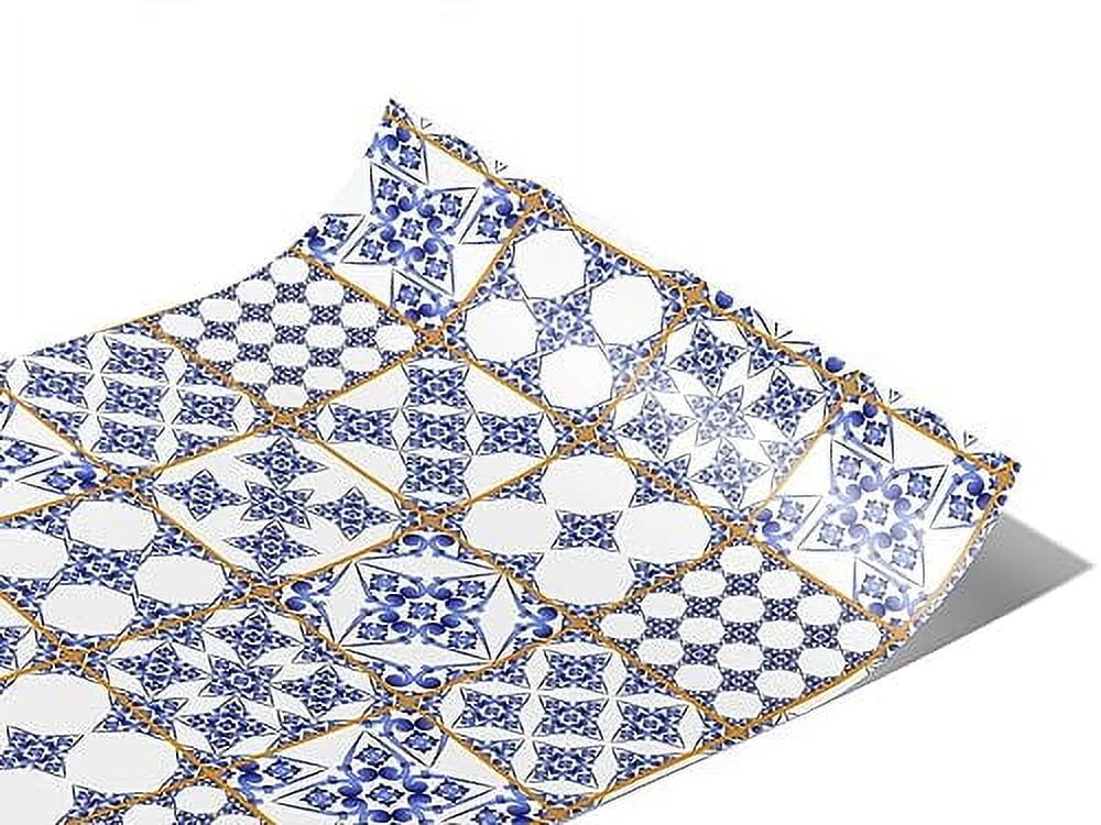 Rwraps Talavera Tile Blue Lace Matte Vinyl Film Wrap 59in x 20ft Vinyl ...