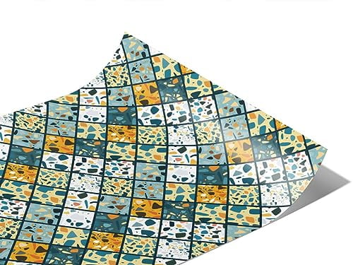 Rwraps Terrazzo Tile Blue Matte Vinyl Film Wrap 59in x 17ft Vinyl ...
