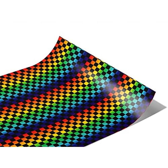 Rwraps Vinyl Car Wrap Film 914 Series Rainbow Checkered Matte Air ...