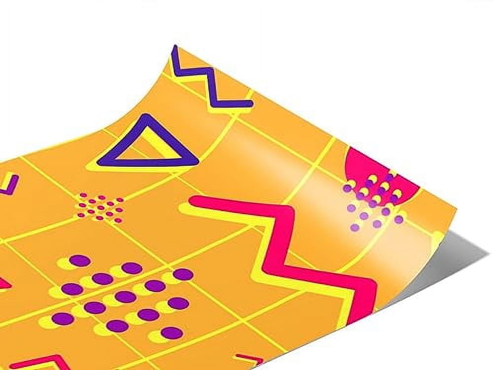 Rwraps Yellow Abstract Squirmy Geometry Gloss Vinyl Film Wrap 59in x ...