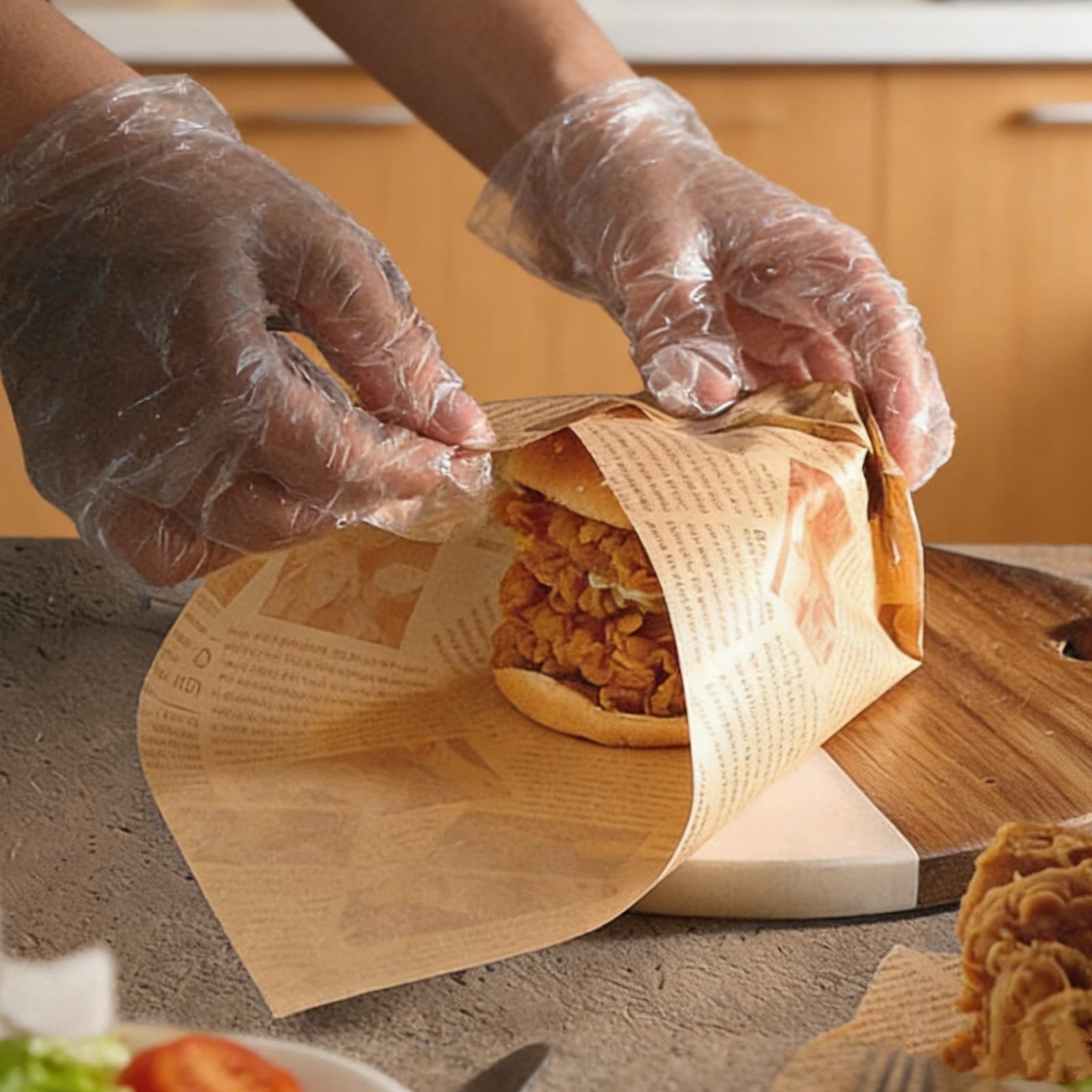 Rwvbm 100-Pack Food Grade Greaseproof Paper, 7.1x7.1in Brown Non-Stick ...
