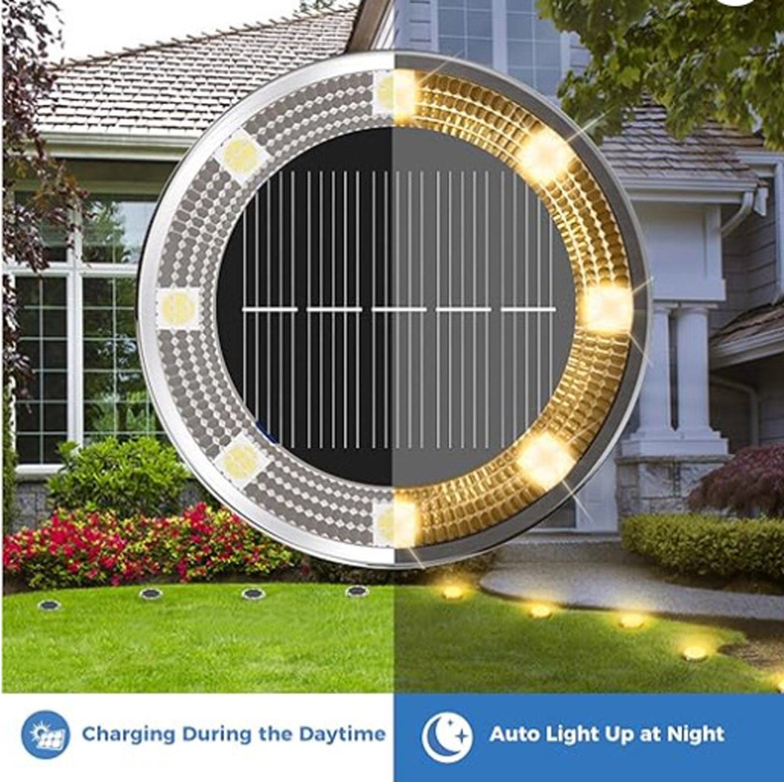 Rwvbm 2-Pack Solar Powered Outdoor Ground Lights-Stainless Steel ...