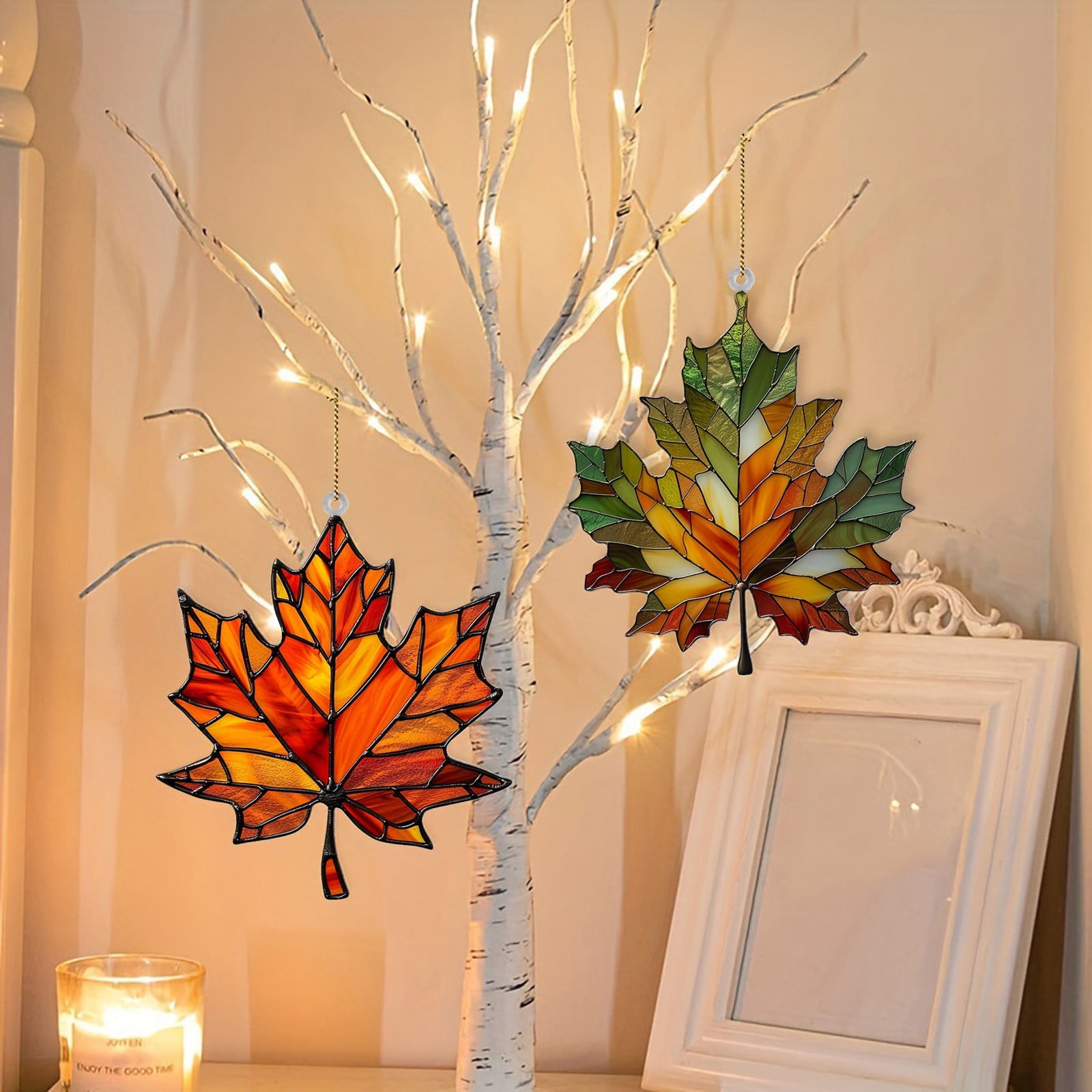 Rwvbm 2024 Maple Leaf Wall Decor-2pcs Acrylic Window Hanging ...