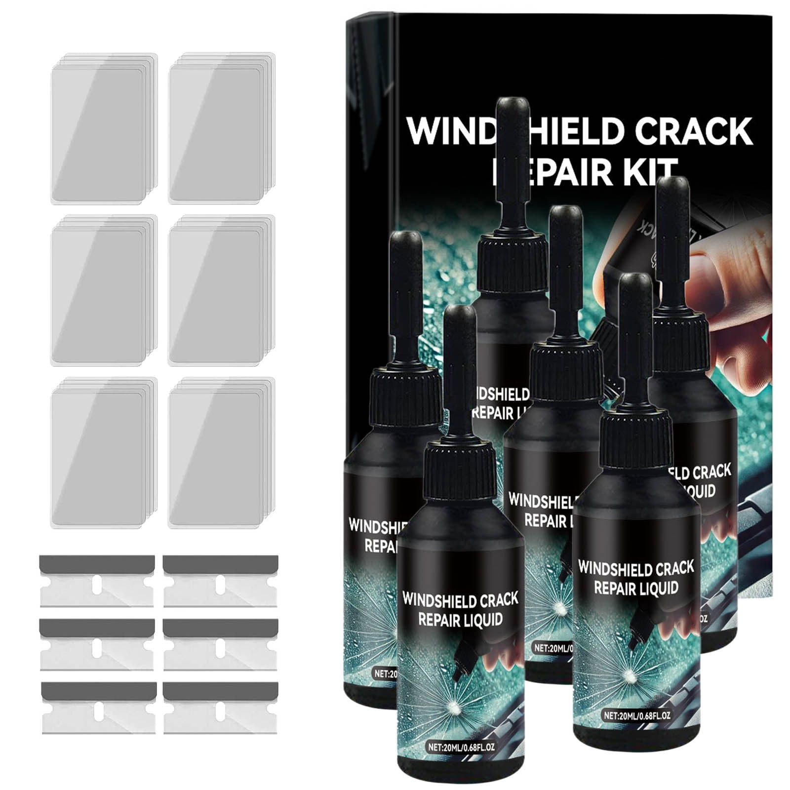 20ml Windshield Repair Kit Fix for Cracks & Chips Auto Glass Repair ...