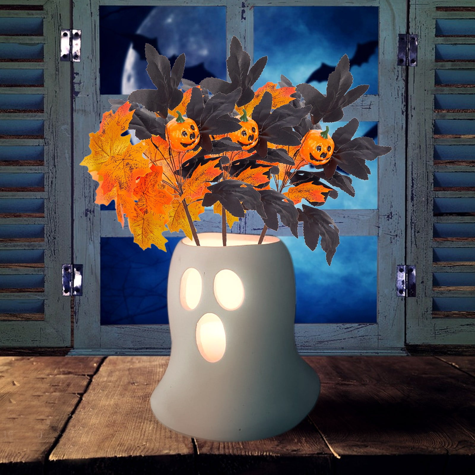 Rwvbm 3-Pack Halloween Pumpkin & Maple Leaf Decorations Artificial Fall ...