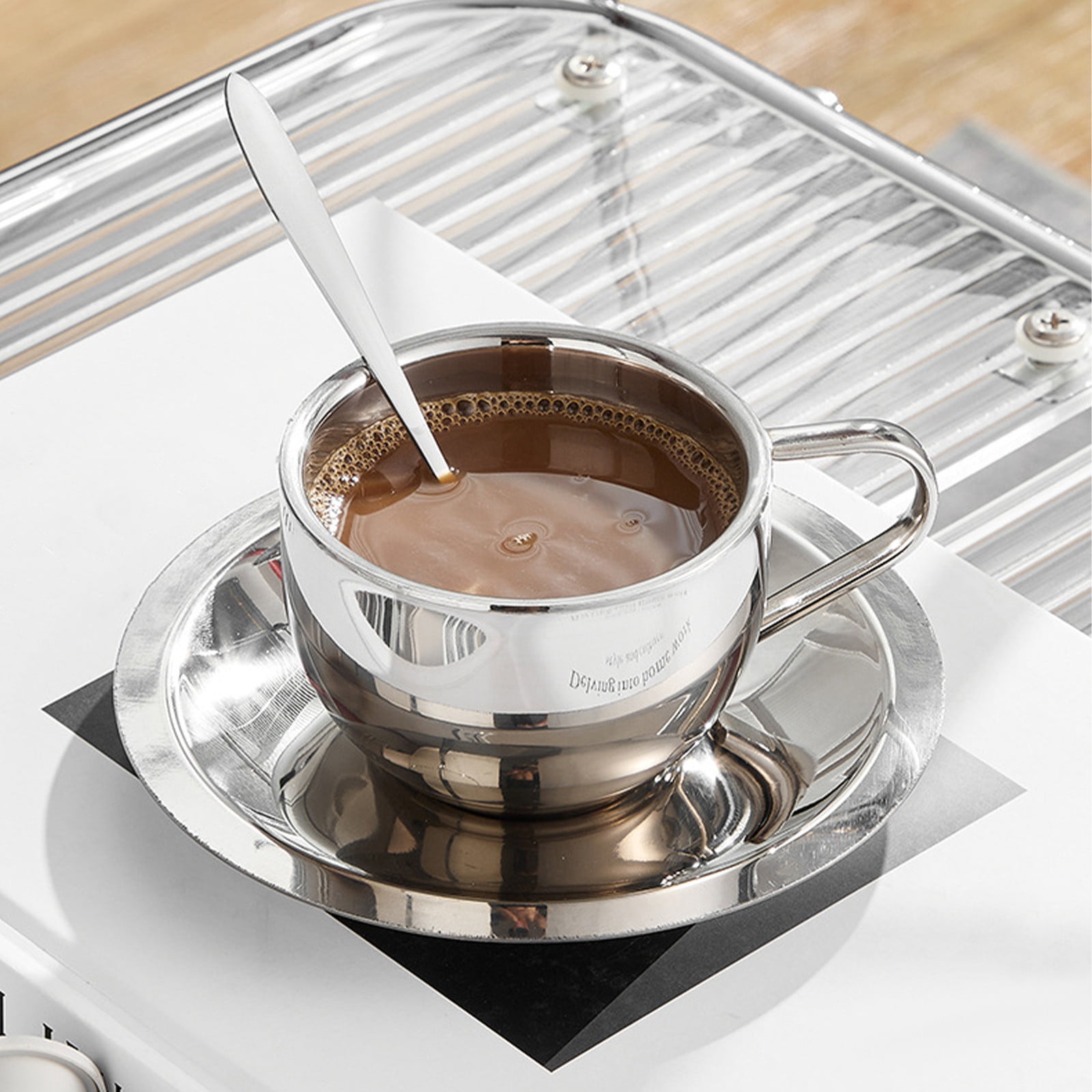 Rwvbm 304 Stainless Steel Coffee Cup Set,Double Wall Insulated Mug with ...