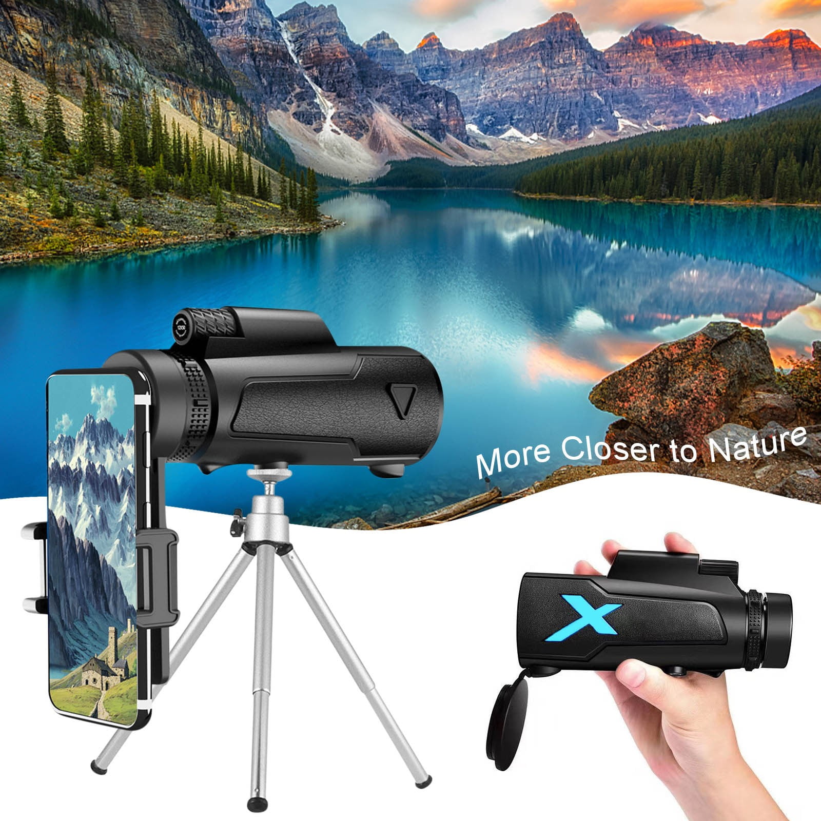 Rwvbm Binoculars,12X50 Monocular Telescope 1000M Long Range Bak4 ...