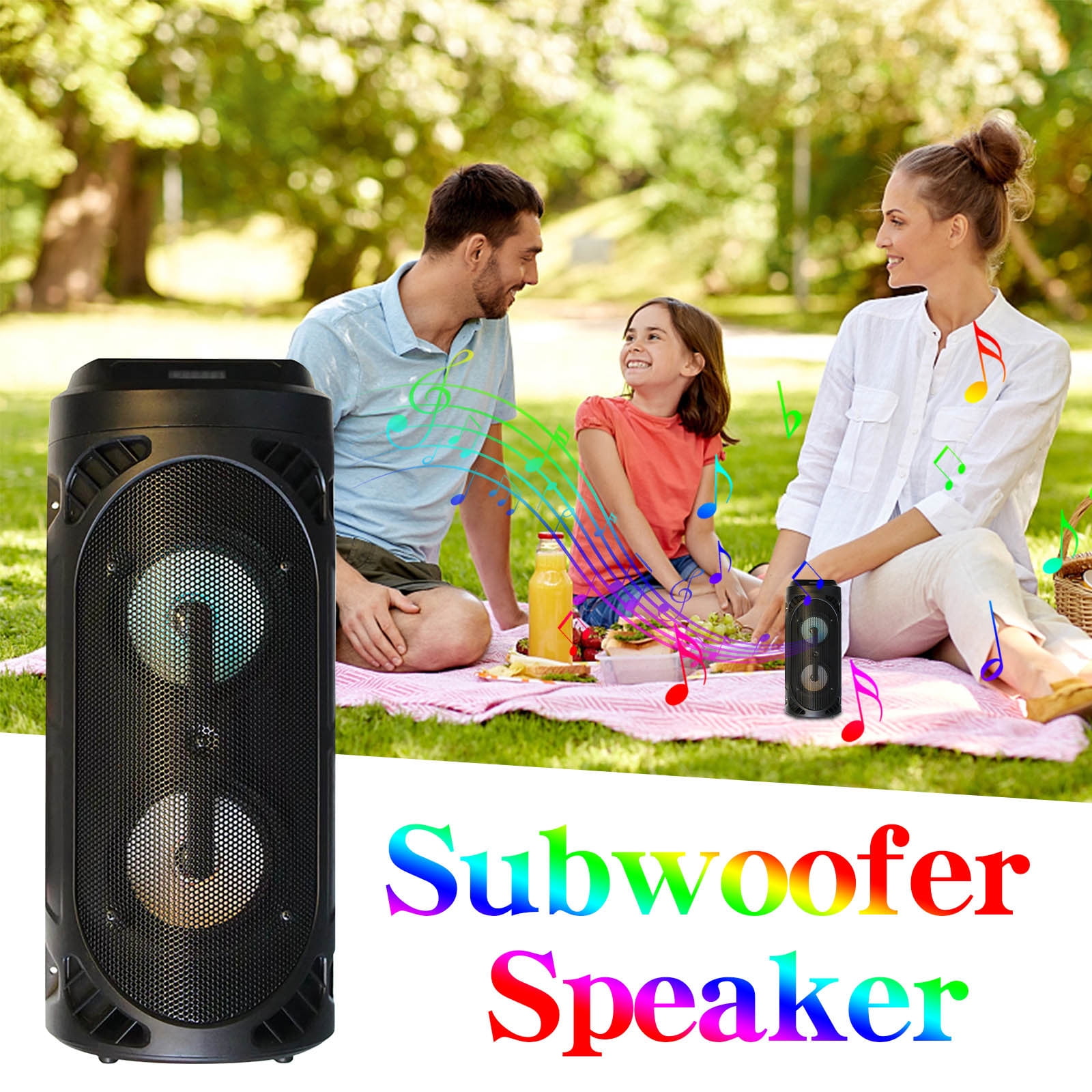 Rwvbm Bluetooth Sound System with Microphone, 15W Subwoofer, 10-Hour ...