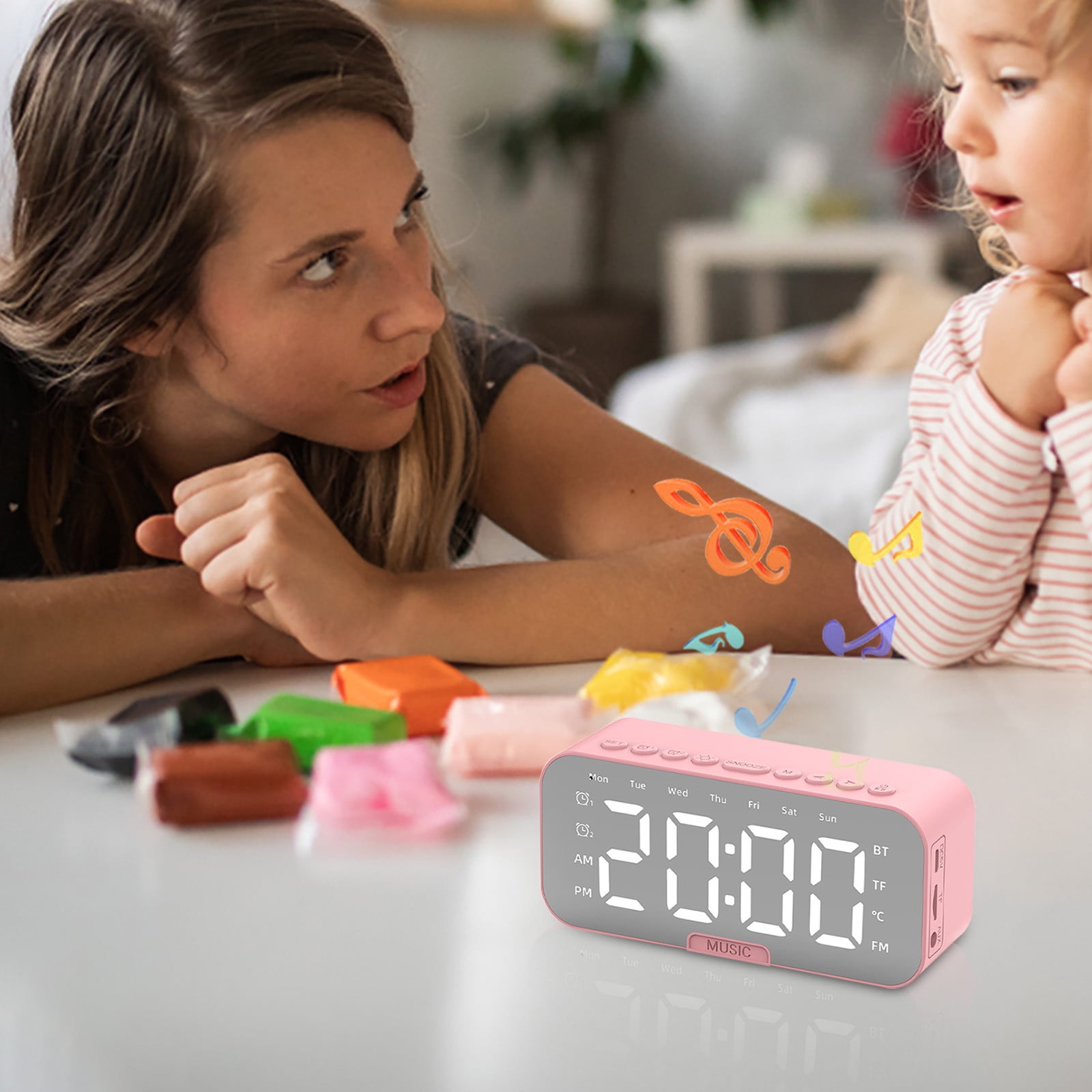 Bluetooth Speaker,LED Mirror Digital Clock,Wireless Audio Alarm,High ...