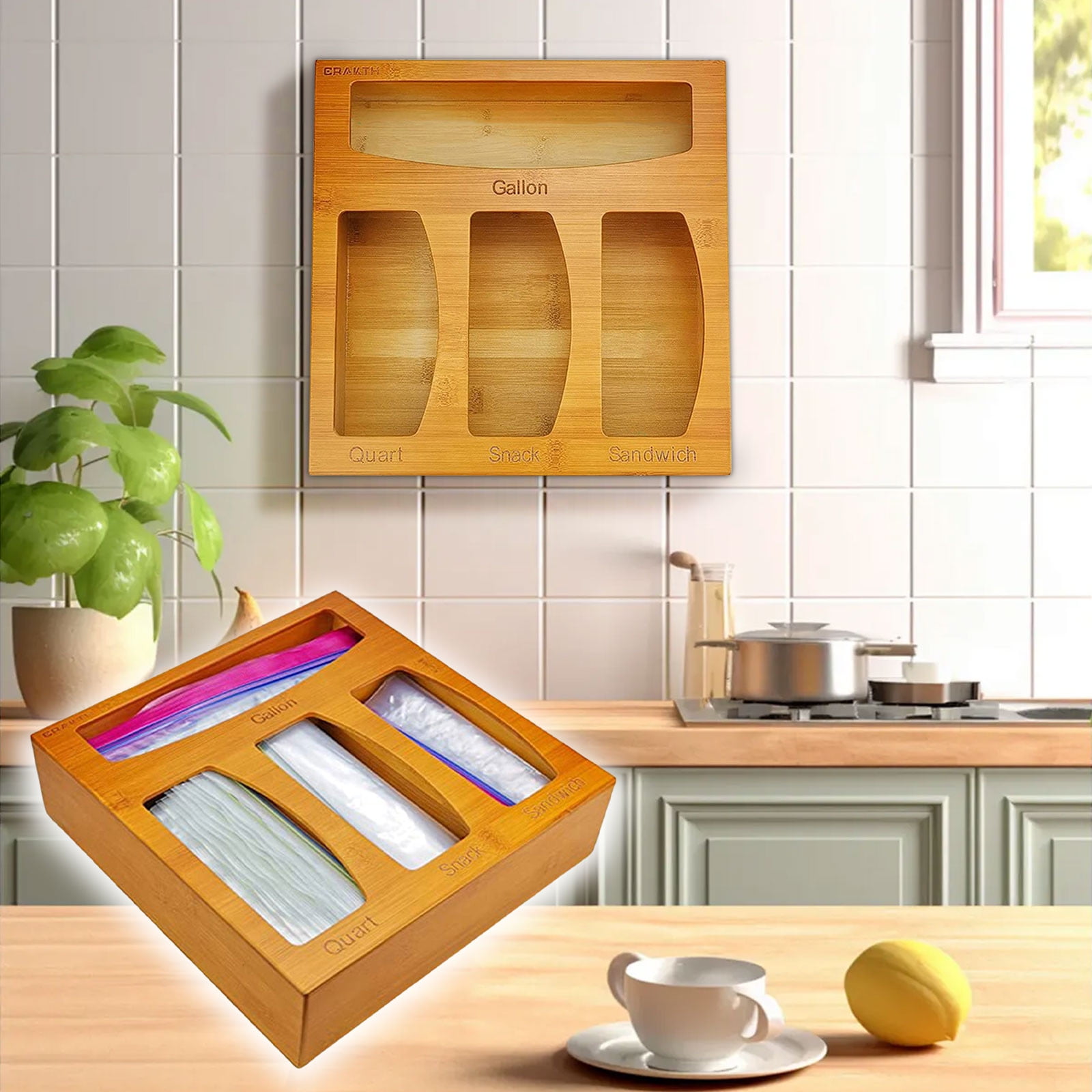 Rwvbm Drawer Organizer for Plastic Bags Ziplock Bag Storage Box Kitchen ...